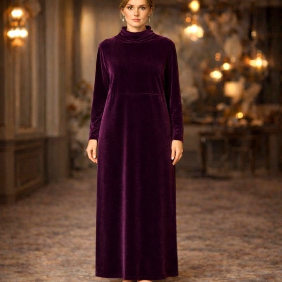 K.C Spencer NY | Dresses | Vtg Kc Spencer Wine Purple Velvet Maxi Dress ...